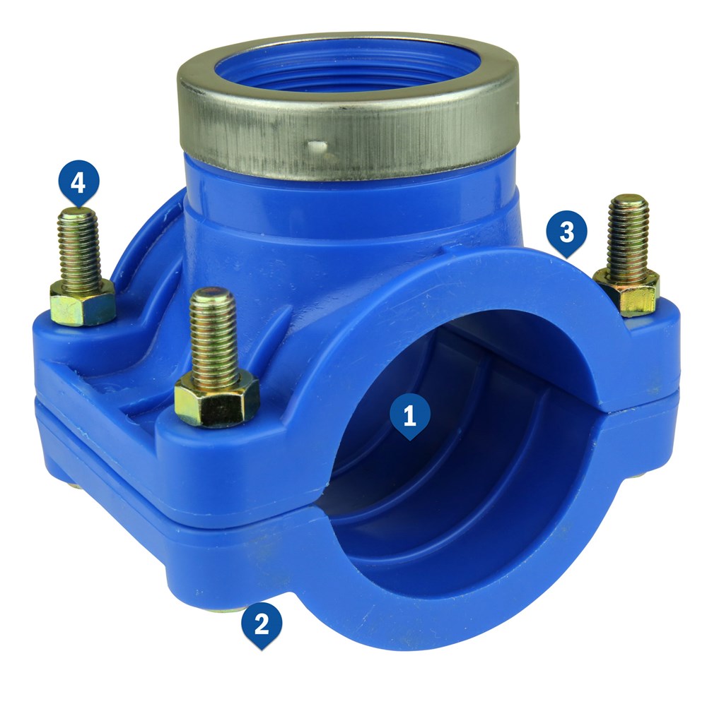 Metric PN16 Tapping Saddle (PE/PP x FI BSP - with Stainless Nuts & Bol ...